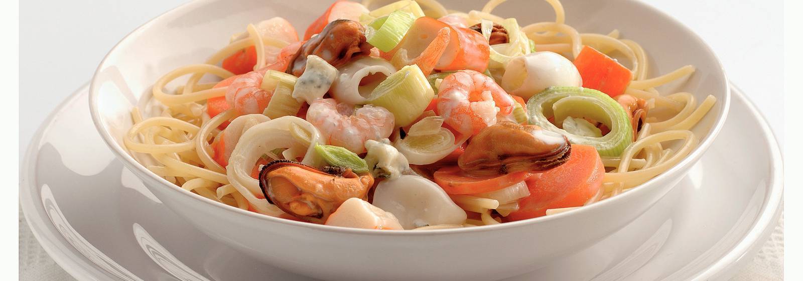 Spaghetti aux fruits de mer crémeux - Guide Recettes